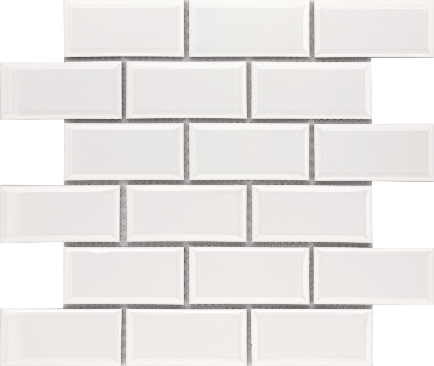 Cc Mosaics +white Ice 2x4 Bev. Brick Porcelain Mosaic Tile ...