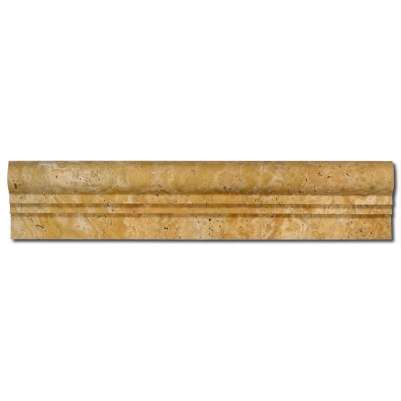 Gold Travertine 2.5x12 ( 2Step) Ogee Liner | stoneandtiledepot.com