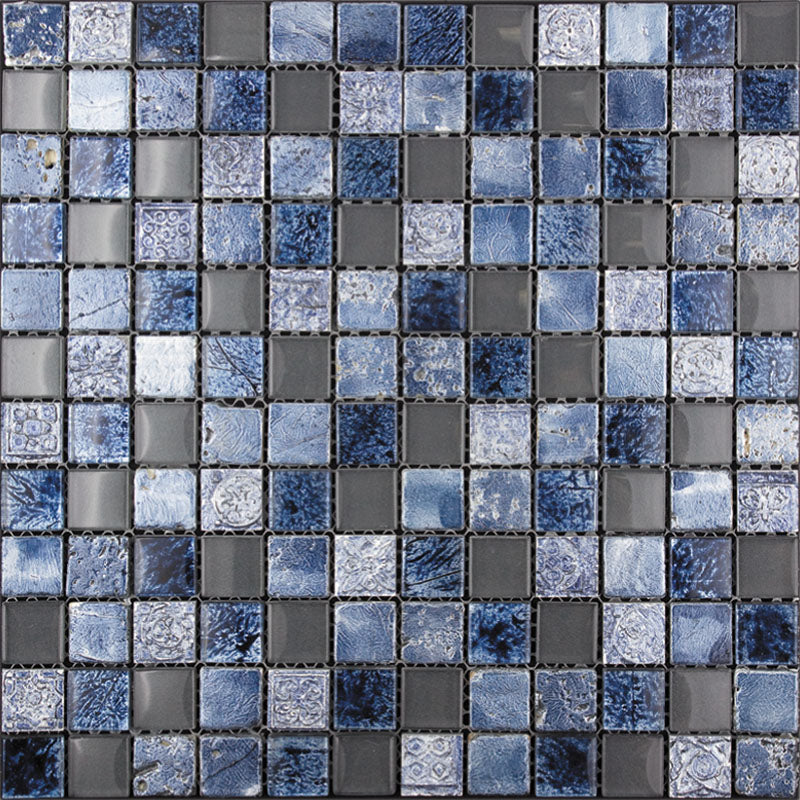 INKA STEEL BLUE glass, resin, stone Mosaic Tile | stoneandtiledepot.com
